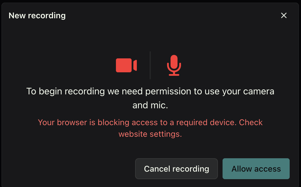 Grant camera and microphone access to Airtime Screen Recorder – Airtime